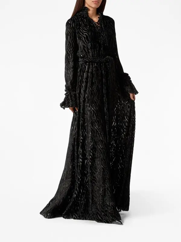 Philipp Plein Chiffon Gipsy Devoré-effect Dress - Black