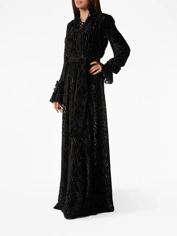 Philipp Plein Chiffon Gipsy Devoré-effect Dress - Black
