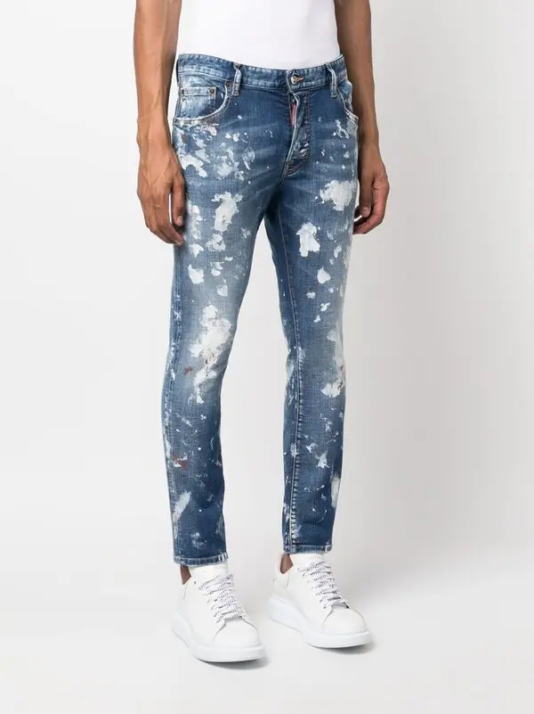 Dsquared2 Paint Splattered Distressed Slim Jeans