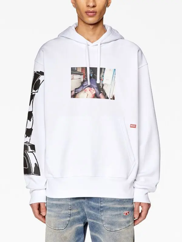 DIESEL® S-macs-l3 Cotton Hoodie With Graphic Prints