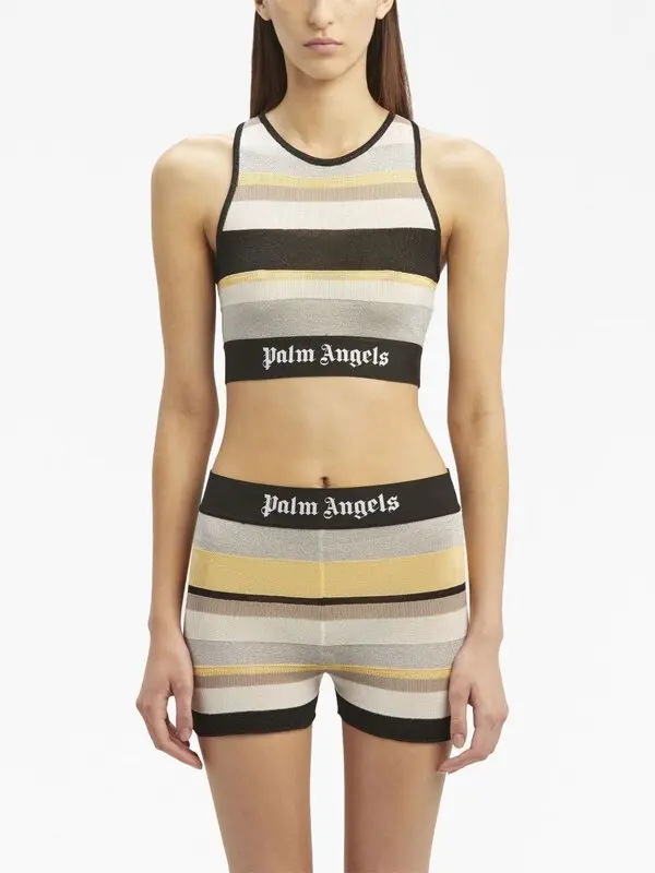 Palm Angels Striped Lurex-detailing Crop Top
