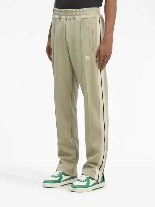 Palm Angels Monogram-embroidered Striped Track Pants - Grey