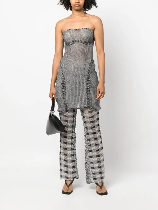 ISA BOULDER Check-pattern Knit Trousers