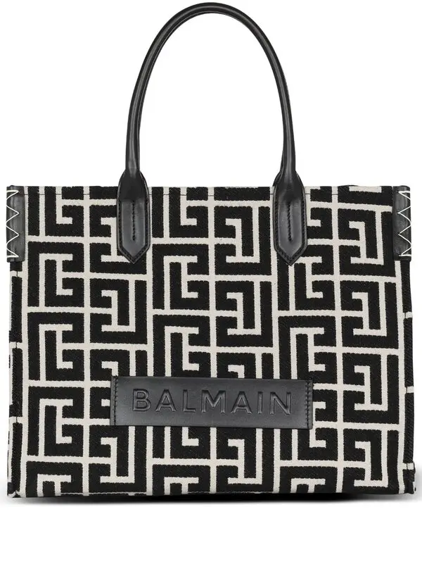 Balmain Monogram-jacquard Medium Shopper Bag - Black