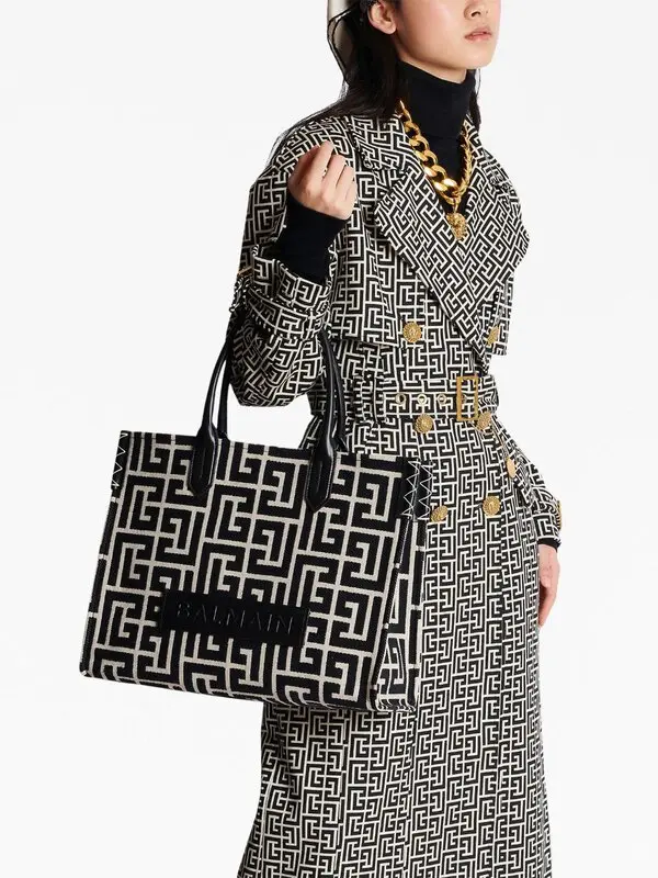 Balmain Monogram-jacquard Medium Shopper Bag