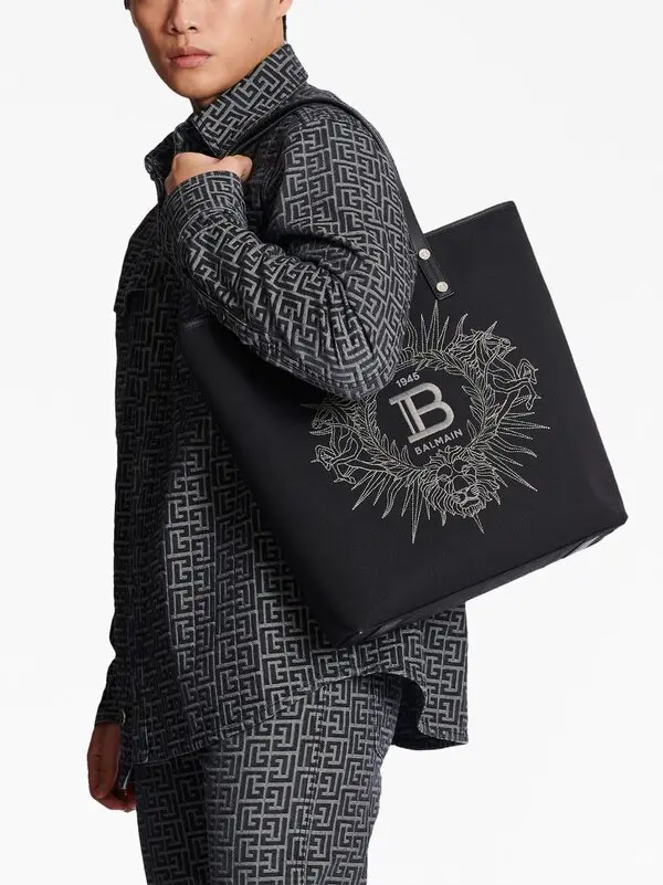 Balmain Embroidered-logo Tote Bag