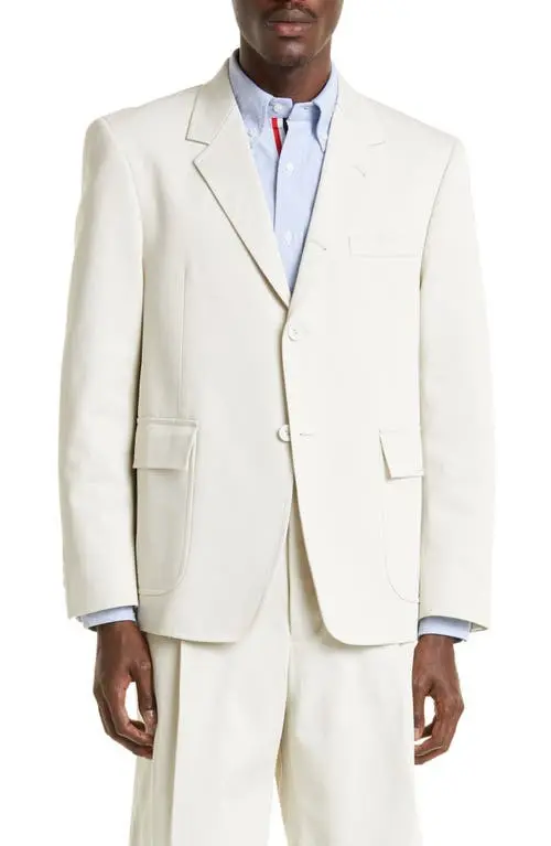 Thom Browne Unconstructed Straight Fit Sport Coat - Natural White
