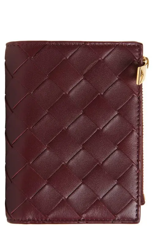 Bottega Veneta Small Intreccio Bifold Leather Wallet - 2247 Barolo-gold