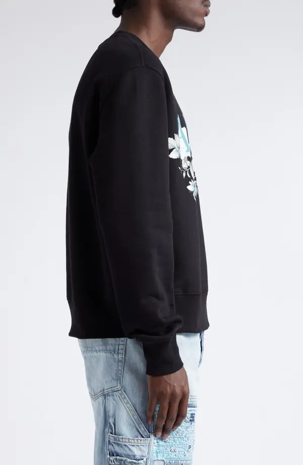 Amiri Floral Logo Graphic Sweatshirt In Black - 55% Off | Editorialist