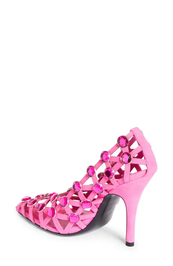 Attico Grid Crystal Embellished Pointed Toe Pump