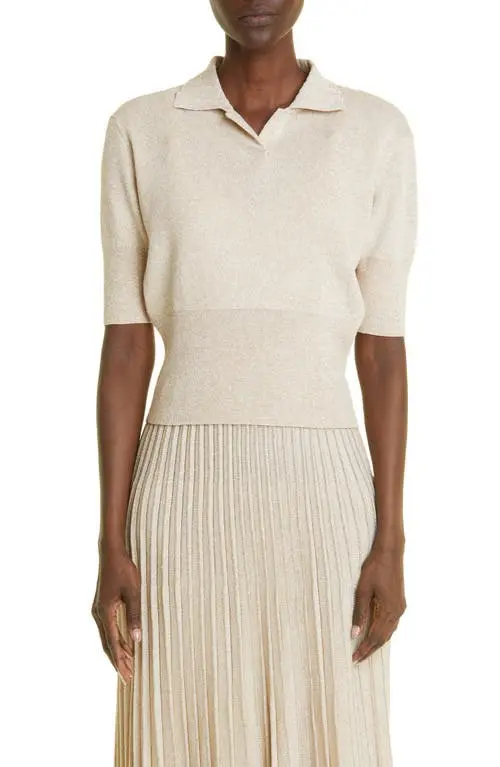 Proenza Schouler Metallic Polo Sweater - Champagne
