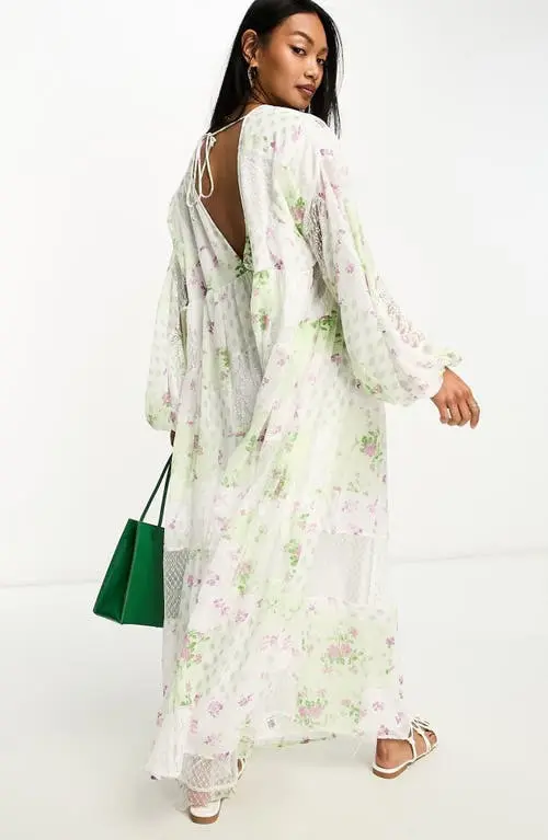knee length dresses for ladies Green Floral Printed High Neck Maxi Dress – AX Paris main image 0