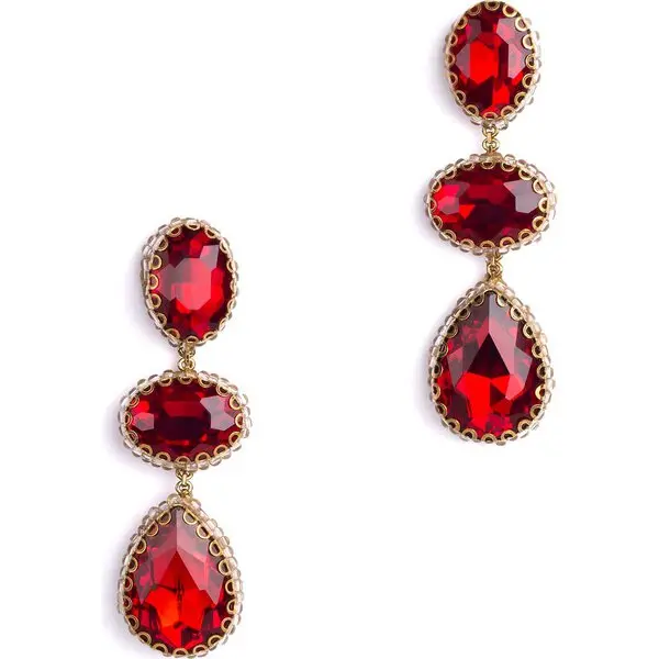 Deepa Gurnani Hadlee Drop Earrings - Ruby