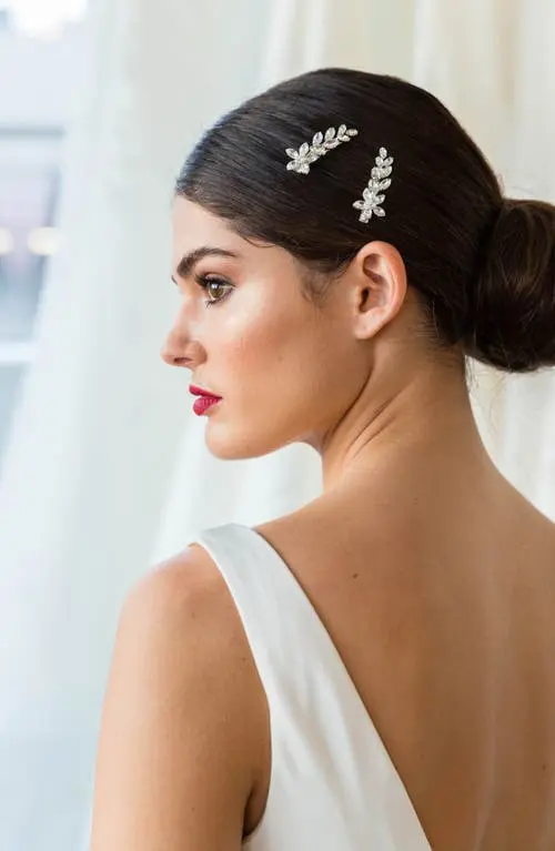 Brides & Hairpins Sona Set Of 2 Hair Clips - Silver