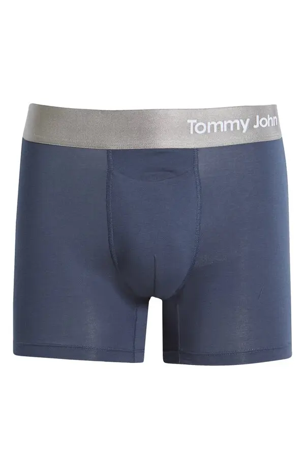 Tommy John 4-inch Cool Cotton Boxer Briefs - Navy/ Scarlet Ibis