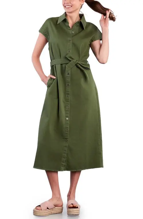 WASH LAB DENIM Weekend Belted Shirtdress - Brushed Army