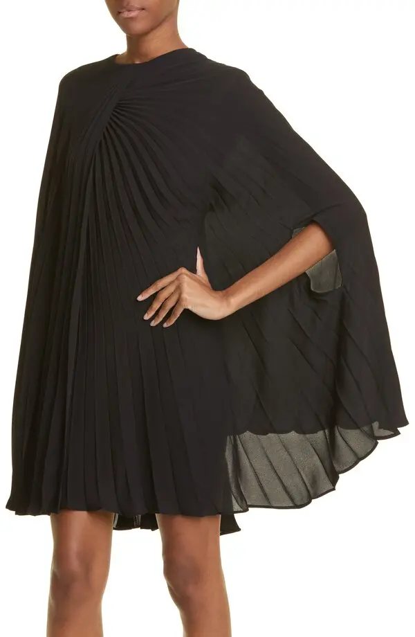valentino pleated cape dress Valentino Garavani Pleated Halter-Neck Cape-Back Georgette Maxi Dress