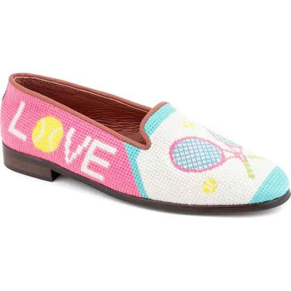 BYPAIGE Needlepoint Tennis Flat - Pink Multi