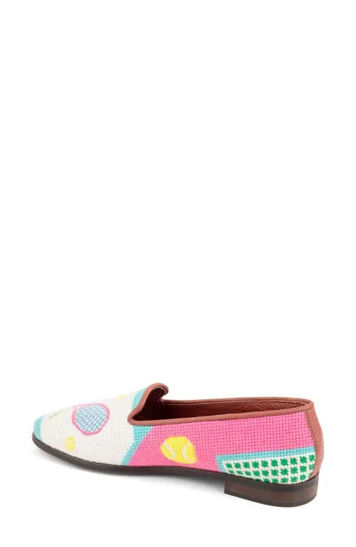 BYPAIGE Needlepoint Tennis Flat - Pink Multi