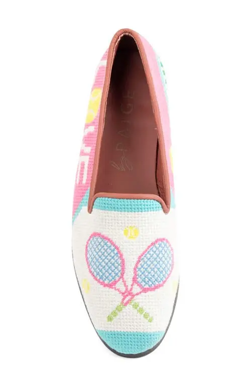 BYPAIGE Needlepoint Tennis Flat - Pink Multi