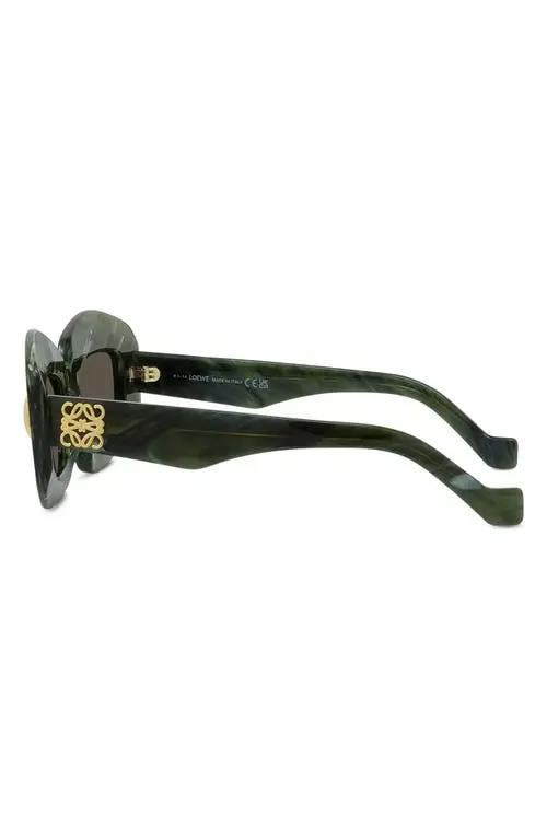 Loewe Silver Screen 49mm Rectangular Sunglasses - Shiny Green Marble