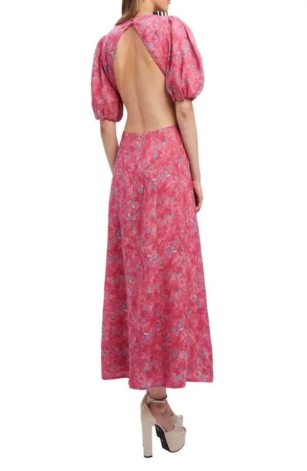 bardot impala midi dress Anthropologie BARDOT Impala Floral Open Back Midi Dress Size M