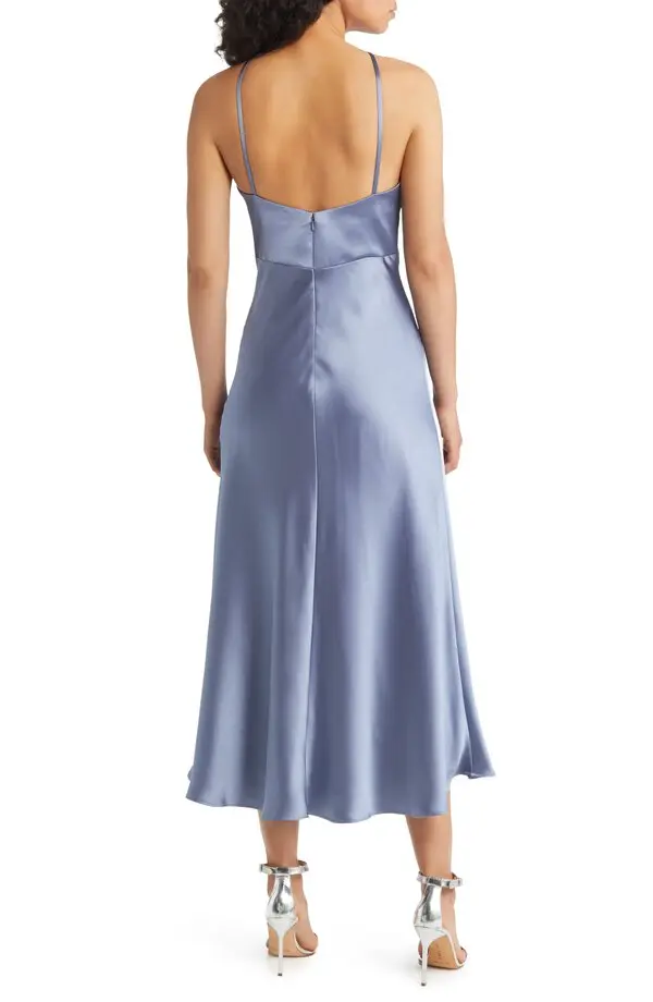 Amsale Halter Satin Cocktail Dress