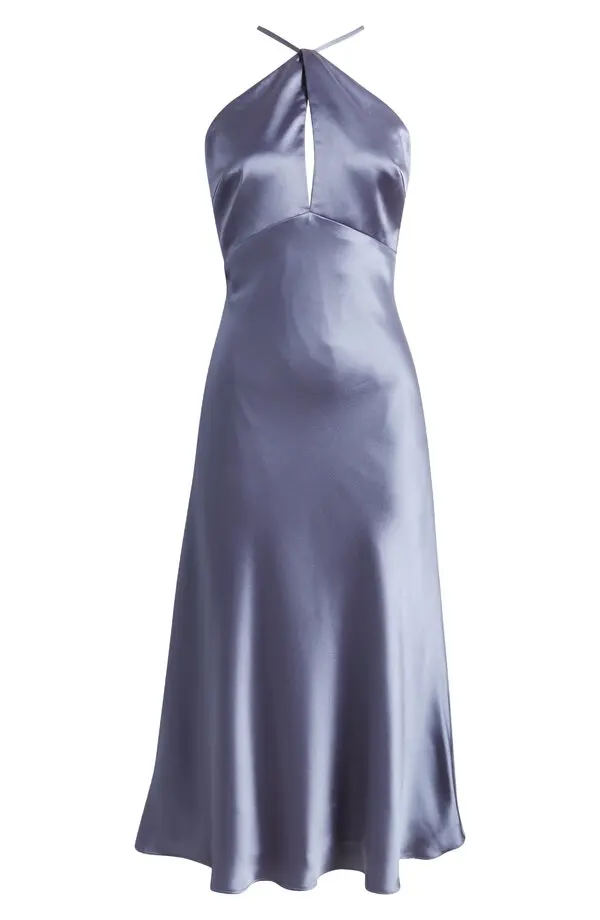Amsale Halter Satin Cocktail Dress