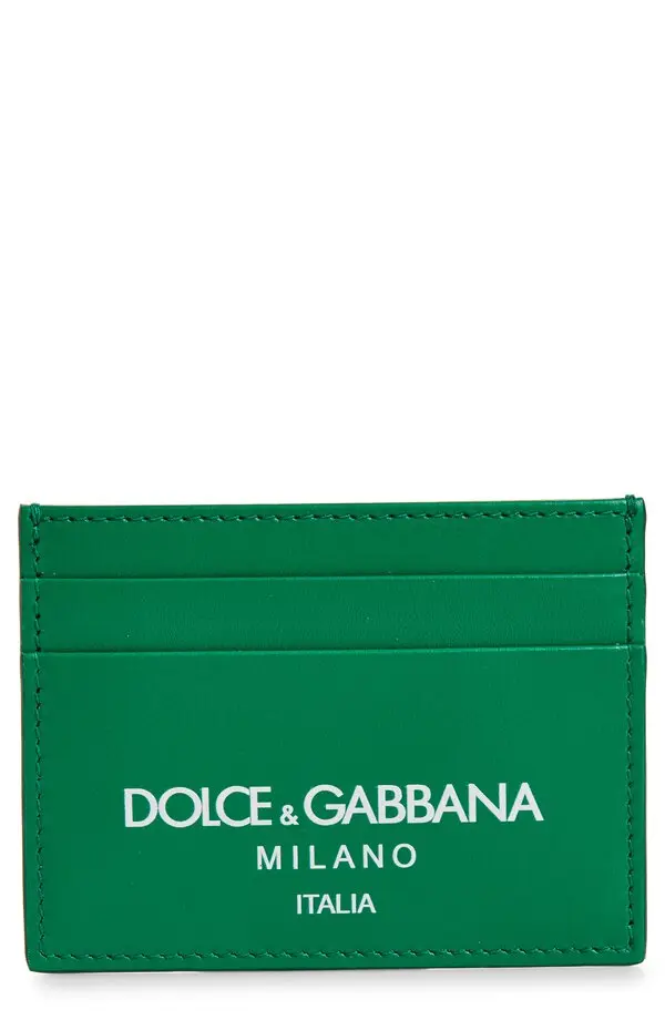 Dolce & Gabbana Milano Logo Leather Card Case - Green Logo