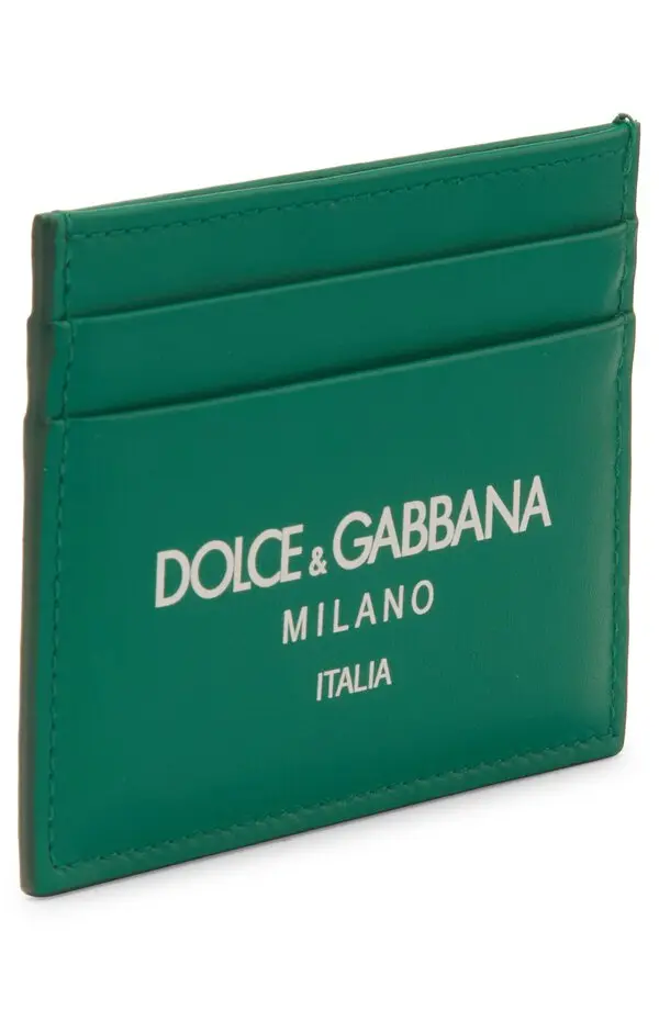 Dolce & Gabbana Milano Logo Leather Card Case - Green Logo