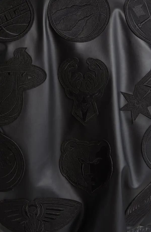 JEFF HAMILTON Nba Collage Faux Leather Jacket