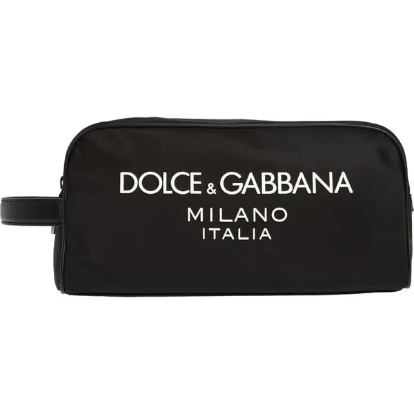 Dolce & Gabbana Rubberized Logo Nylon Blend Toiletry Bag - Black/black