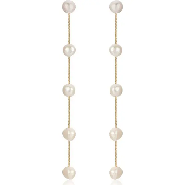 Ettika Freshwater Pearl Drop Earrings - Gold