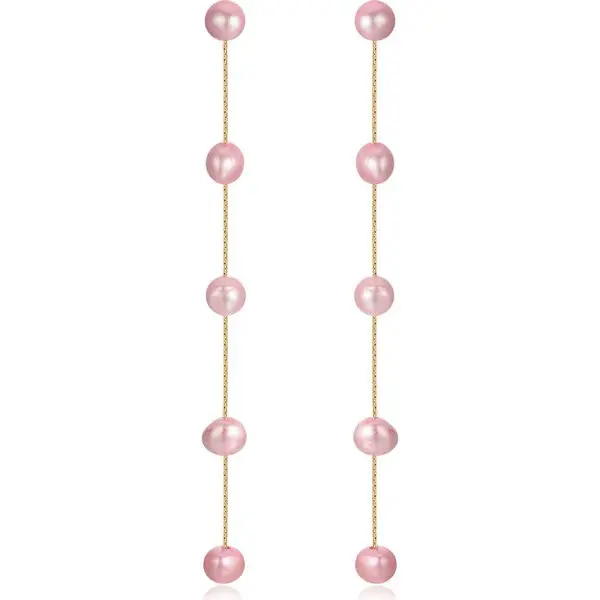 Ettika Freshwater Pearl Drop Earrings - Pink