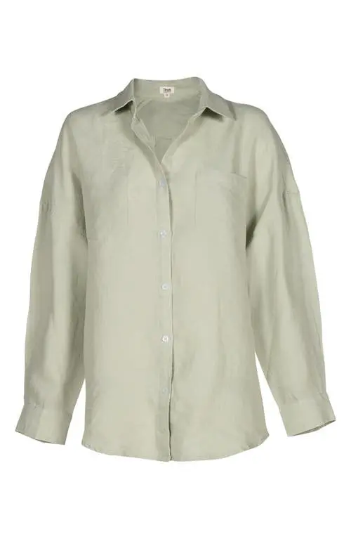BED THREADS Long Sleeve Linen Shirt - Sage
