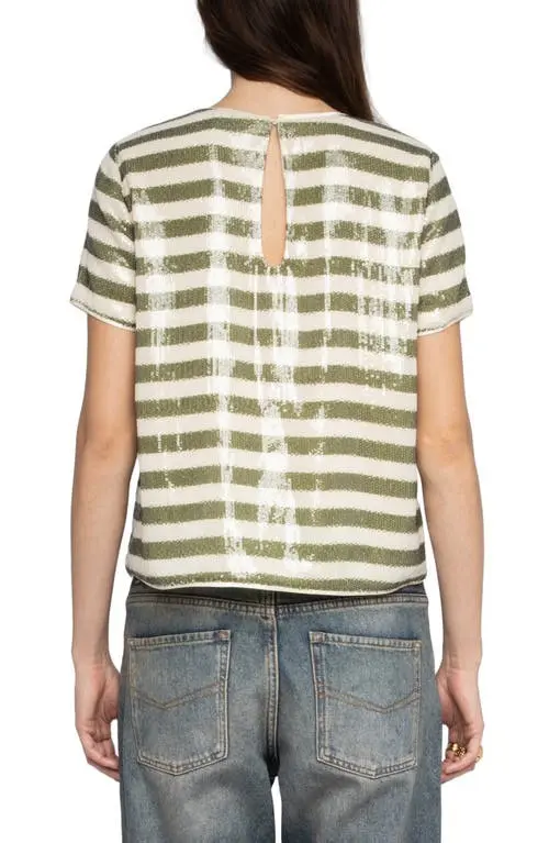 Zadig&Voltaire Sequin Stripe Top - Moss