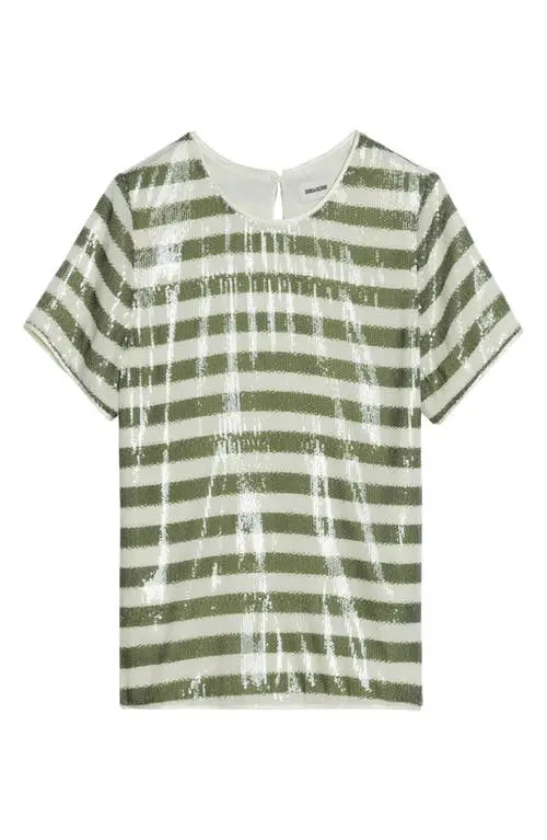 Zadig&Voltaire Sequin Stripe Top - Moss