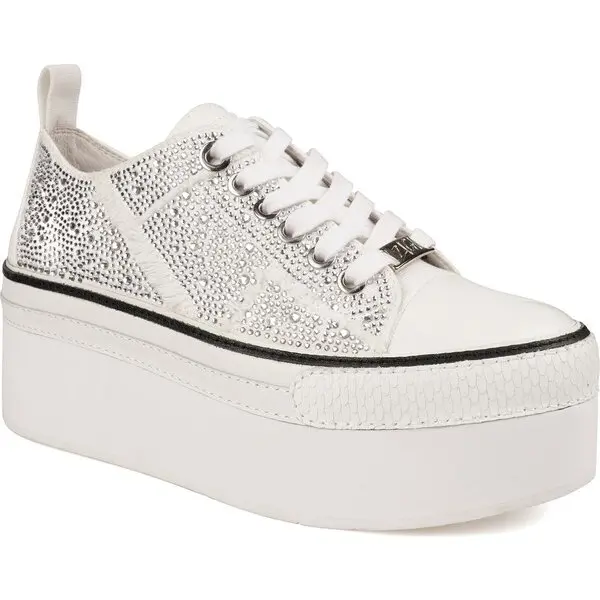 ZIGI Koralay Rhinestone Platform Sneakers - White Canvas