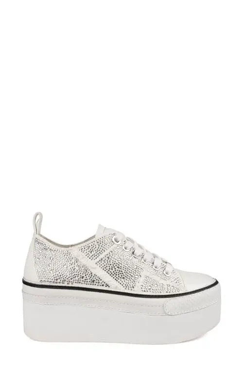 ZIGI Koralay Rhinestone Platform Sneakers - White Canvas