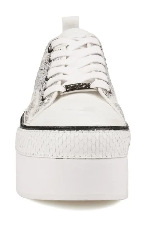 ZIGI Koralay Rhinestone Platform Sneakers - White Canvas