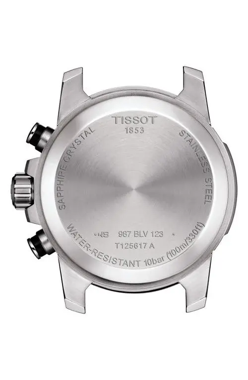 TISSOT Supersport Chronograph Leather Strap Watch - Black/silver