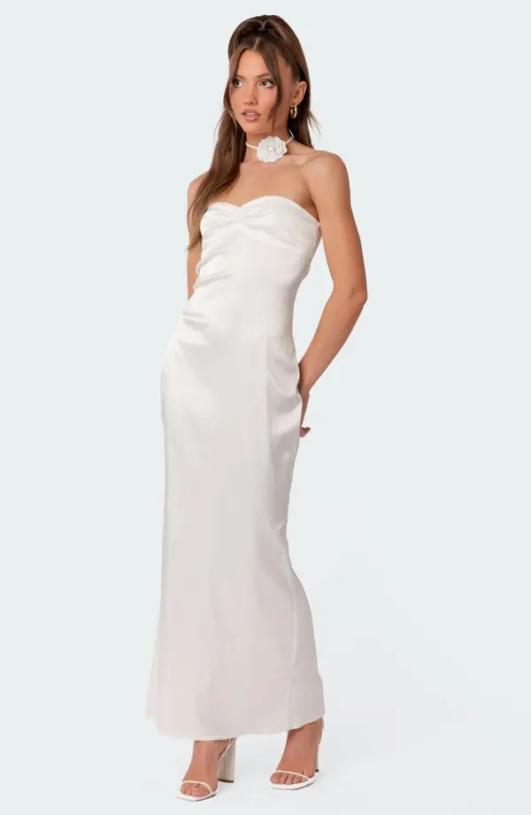 green emerald velvet dress Serenity Ruched Satin Formal Dress main image 1