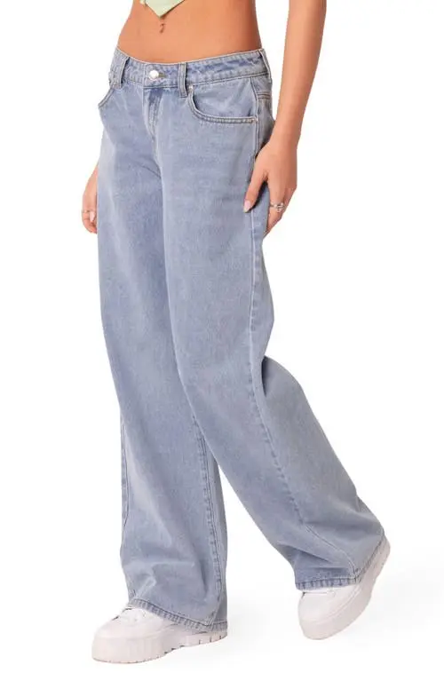 EDIKTED Raelynn Wide Leg Jeans - Blue