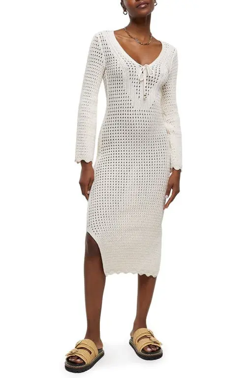 RIVER ISLAND Crochet Cover-up Maxi Dress - White