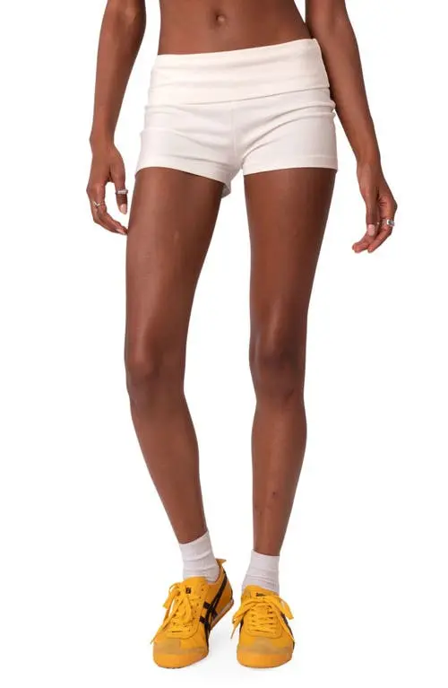 EDIKTED Foldover Waistline Shorts - White