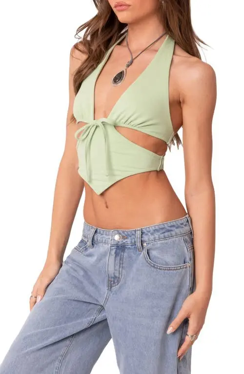 EDIKTED Cady Cutout Crop Halter Top