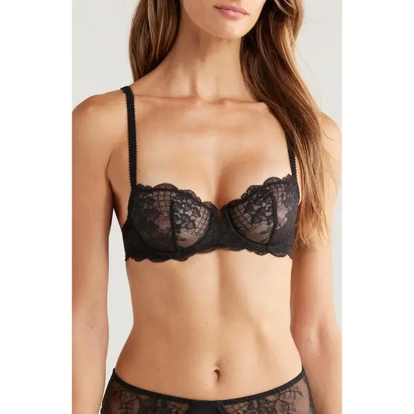 Simone Perele Reve Sheer Underwire Demi Cup Bra - Black