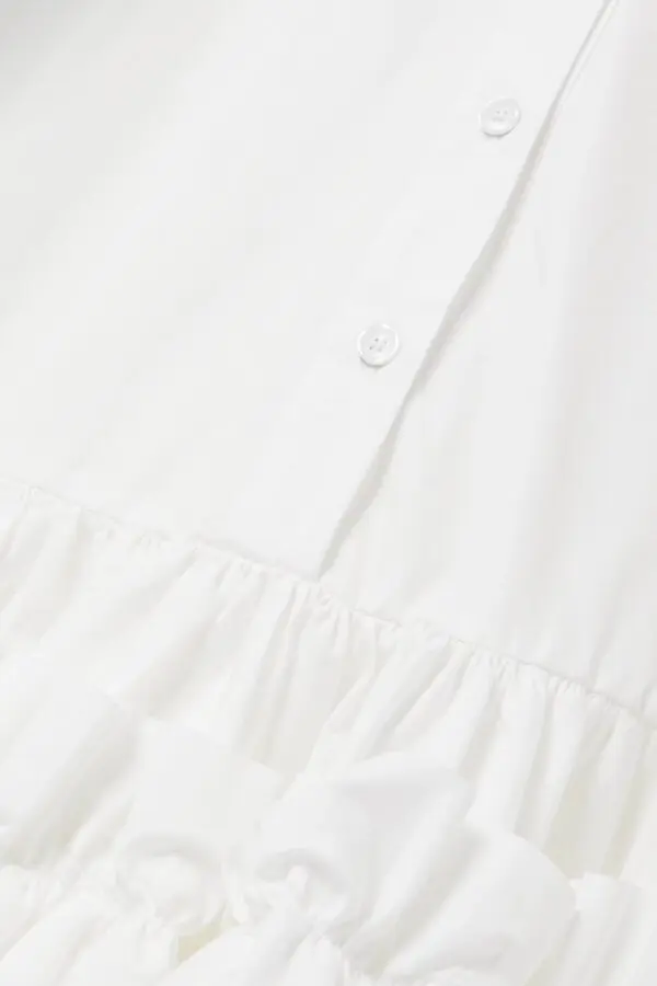 Molly Goddard Miley Ruffled Cotton Mini Shirt Dress In White - 50
