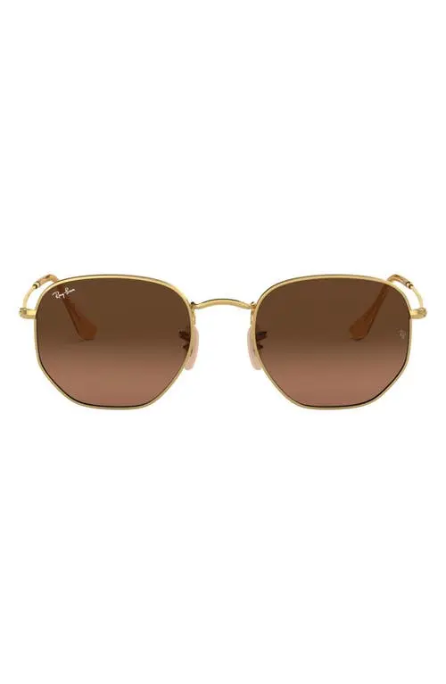 Ray-ban 54mm Hexagonal Sunglasses - Gold