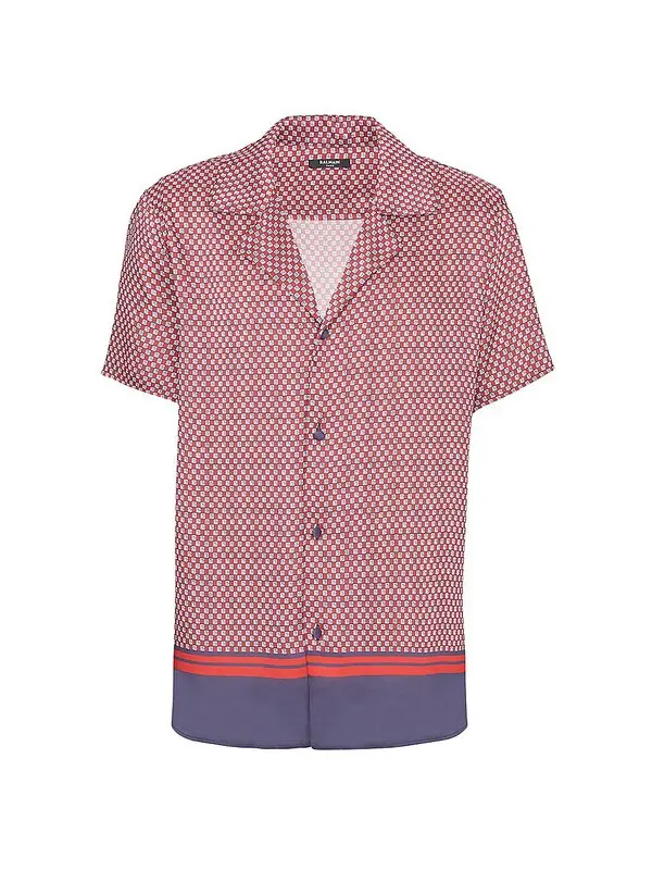 Balmain Logo Print Camp Shirt